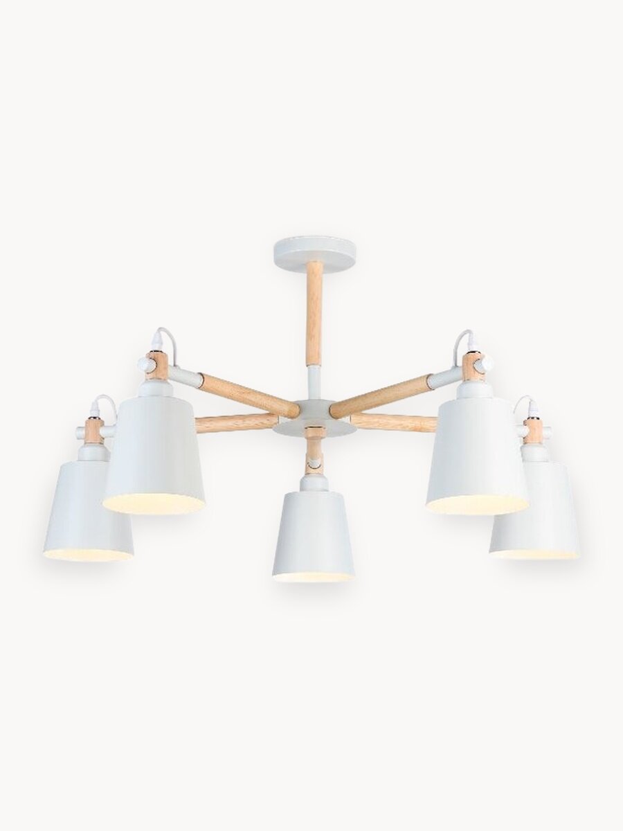 Подвесная люстра Ambrella Light TR82208/5 WH/LW белый/светлое дерево E27/5 max 40W D780*430