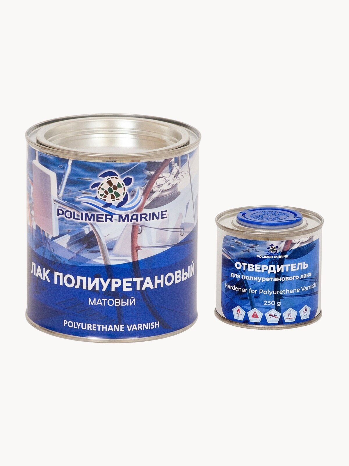 Полиуретановый матовый лак Polimer Marine 2К комплект 1кг