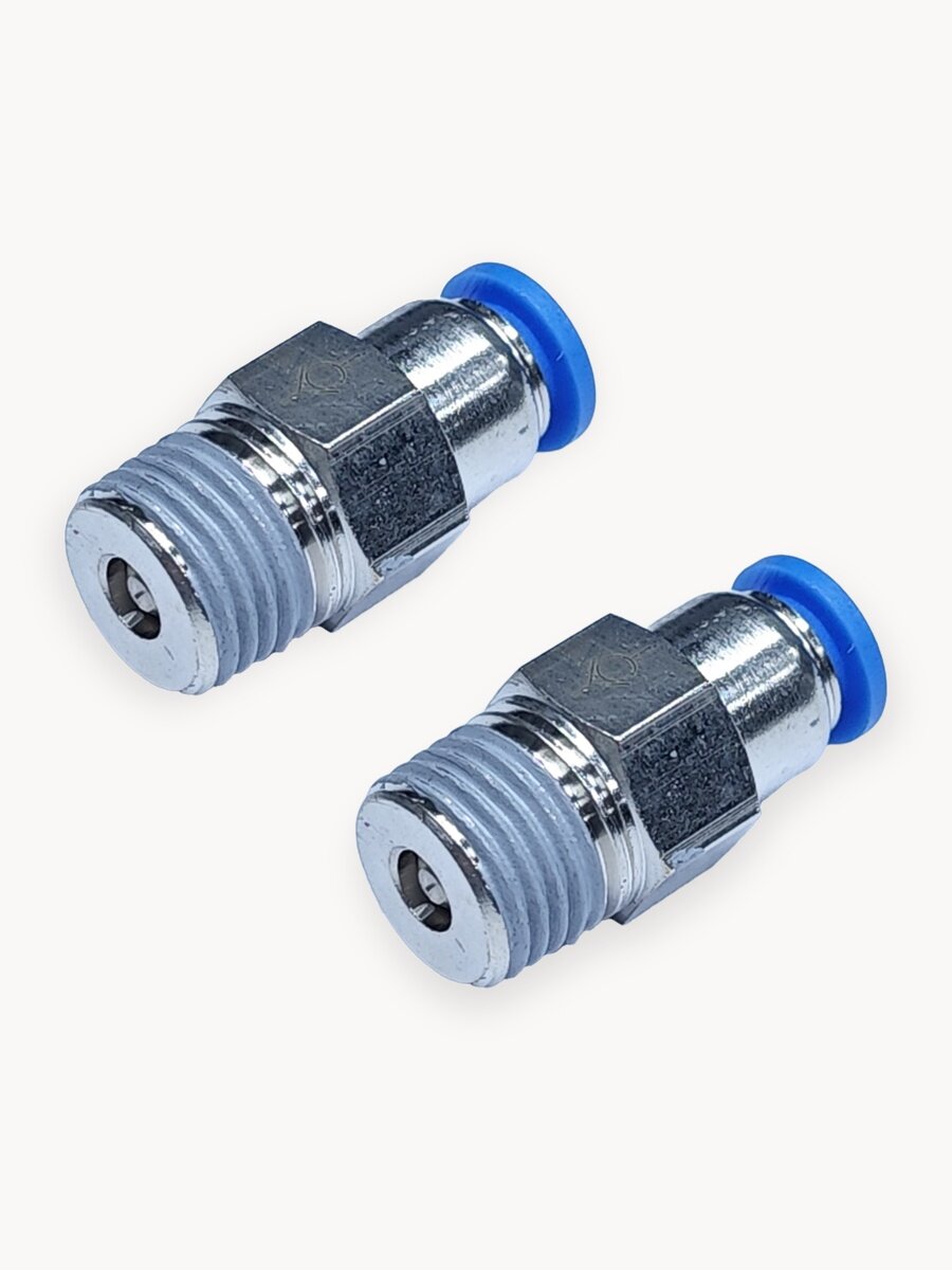 Обратный клапан латунный CVPC 6-02, 6мм - R1/4", Цанга - Внешняя резьба, Пневматический клапан NBPT, Набор 2шт