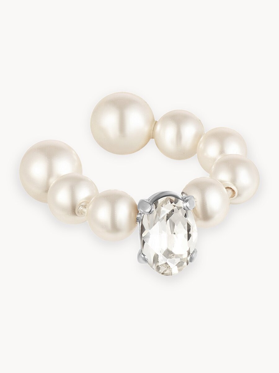 Моносерьга кафф, жемчуг Swarovski синтетический