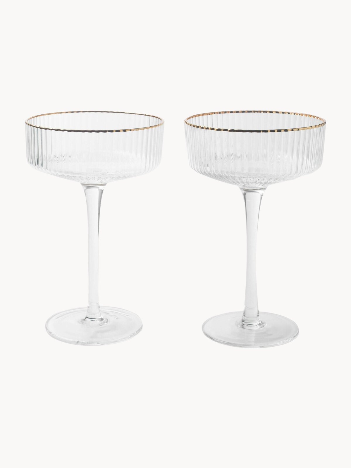 Бокал-креманка для шампанского, Kuchenland, 200 мл, 2 шт, стекло Р, с золотистым кантом, Ribby