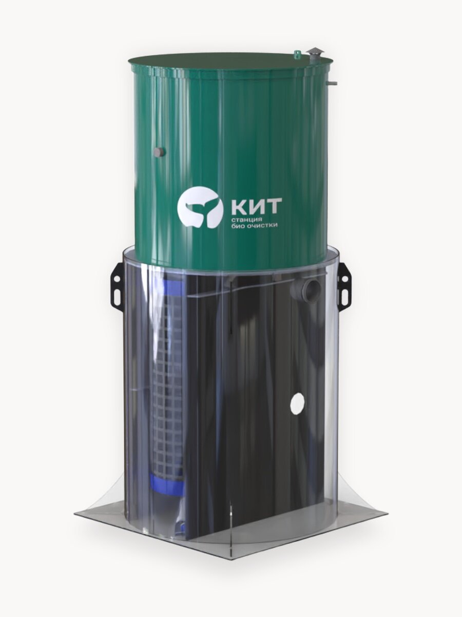 Септик минтеко КИТ 4 - 500, вертикальный, 4 пользователя, анаэробный, заглубление входа 500 мм