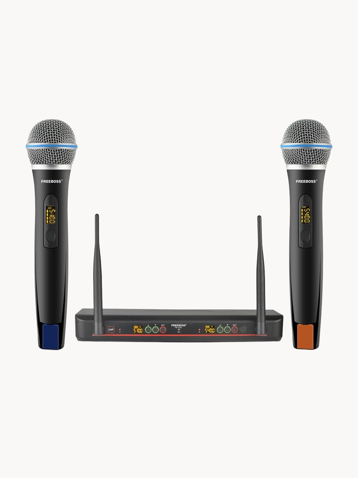 Беспроводной динамический ручной микрофон UHF 2*100 каналов с регулируемой частотой беспроводной передатчик FB-U38