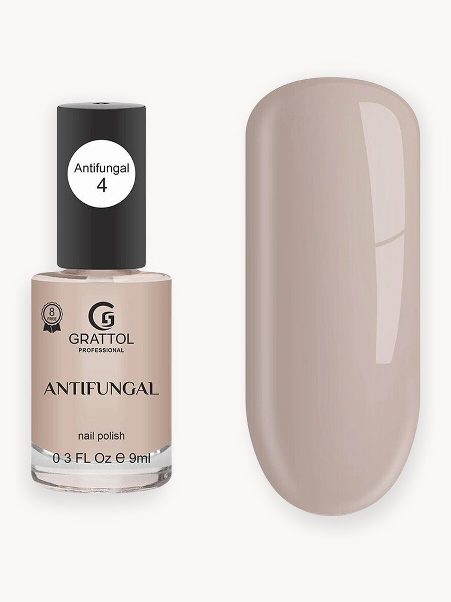 Лак антифунгал для ногтей от грибка и онихолизиса, укрепление и восстановление - Grattol Antifungal 04, 9 мл