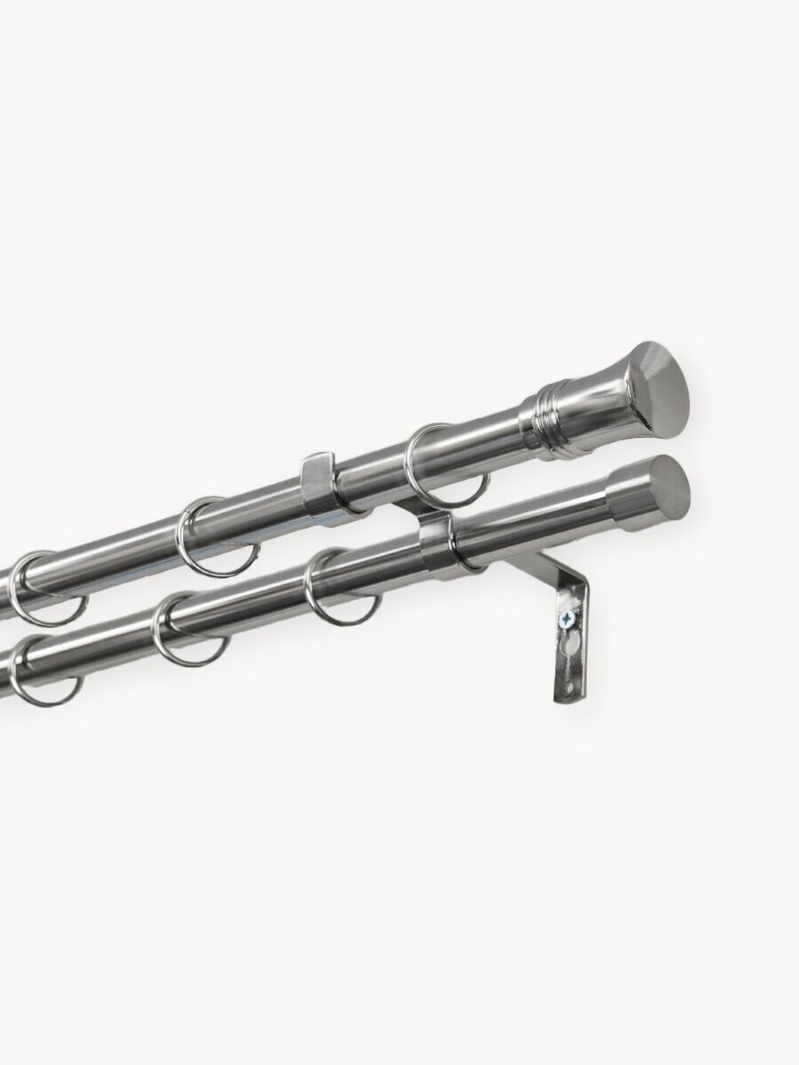 Карниз для штор раздвижной телескопический двухрядный (2 ряда) металлический 120 - 210 см Трапеция хром ARTTEX