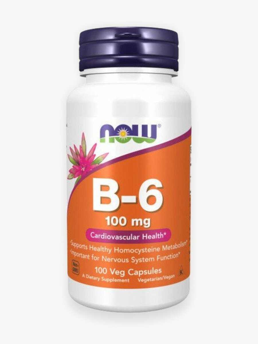 Now foods Витамин Б-6, Пиридоксин, Vitamin B-6 100 мг 100 капсул