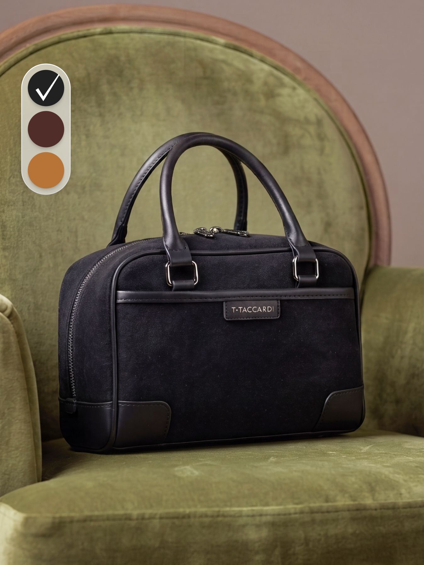 Сумка тоут боулер через плечо маленькая замшевая