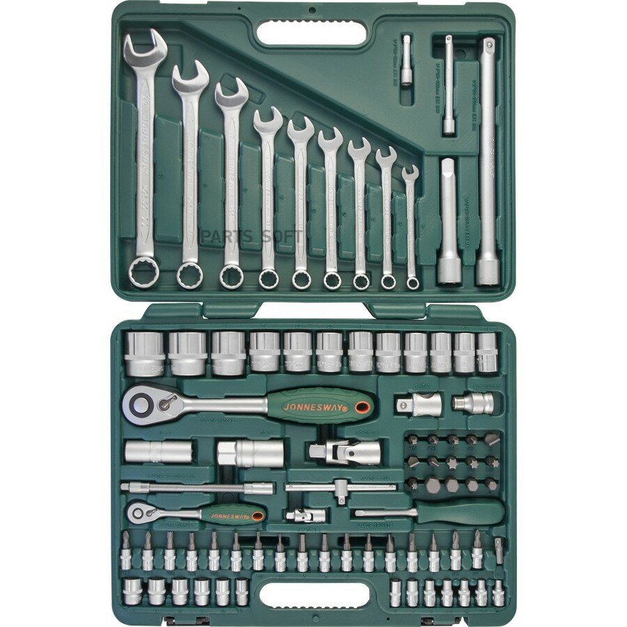 Набор торцевых головок 1/4DR 41730 мм и 1/2DR 14-32 мм и комбинированных ключей 44774 мм. мм. 82 предмета 47399 от официального дистрибьютора, JONNESWAY, артикул S04H52482S