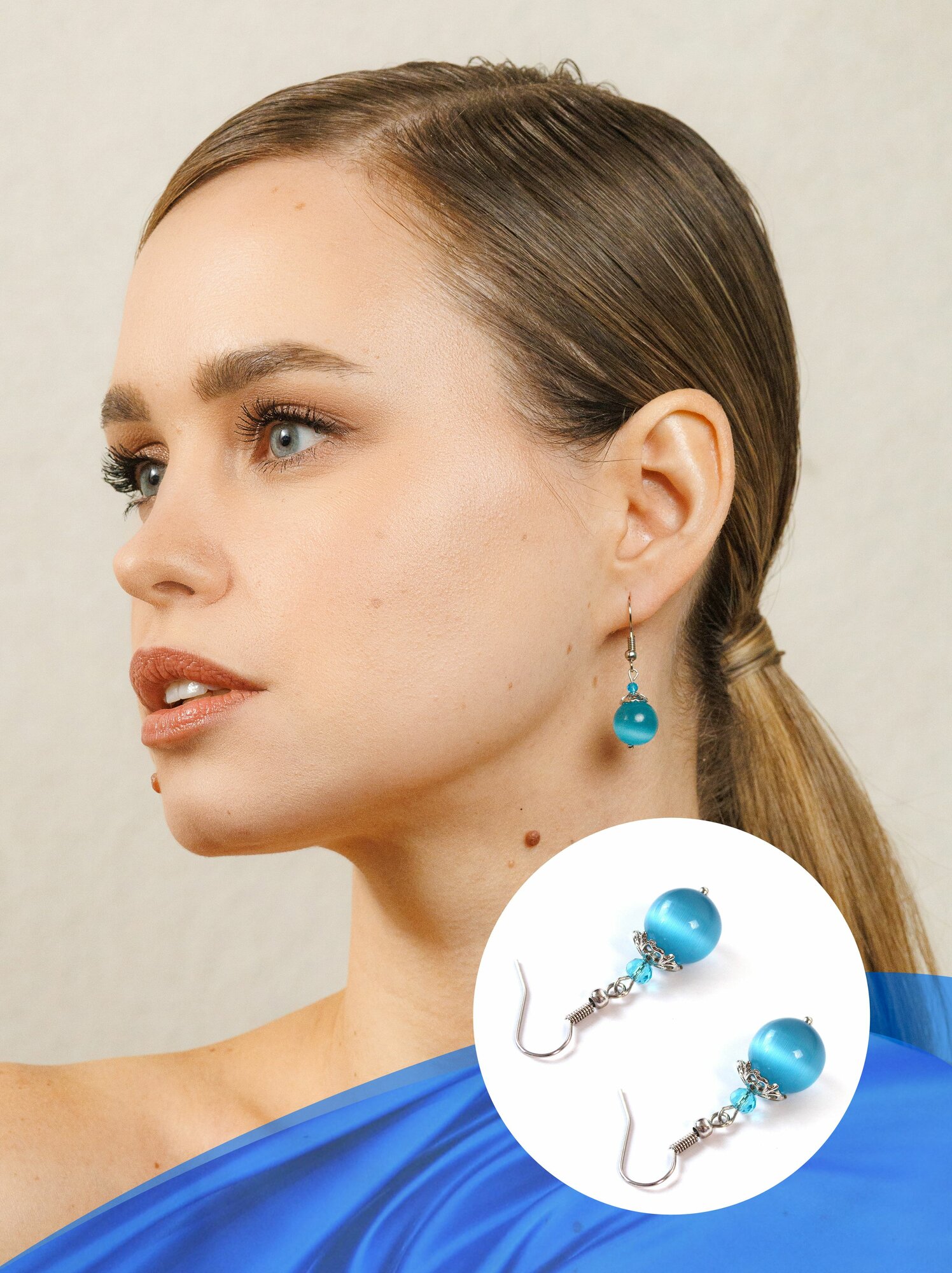 Серьги, кошачий глаз