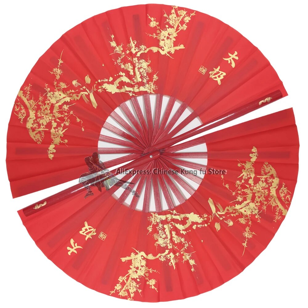Бамбуковые веера для кунг-фу Tai Chi red left and right