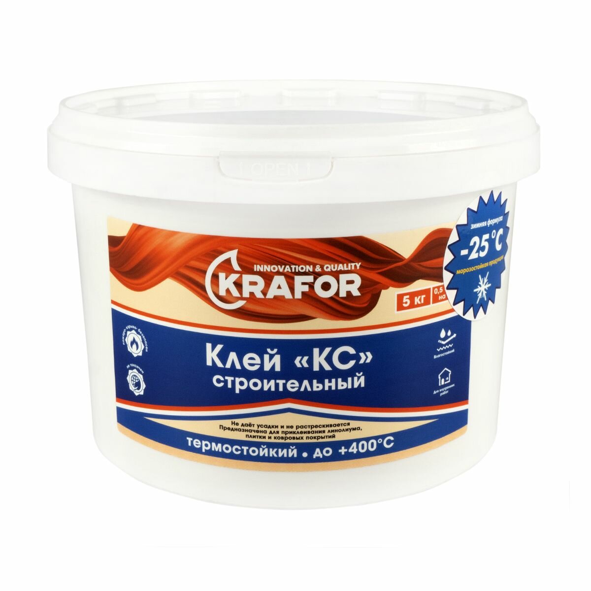 Строительный клей Krafor КС, универсальный, термостойкий, 5 кг