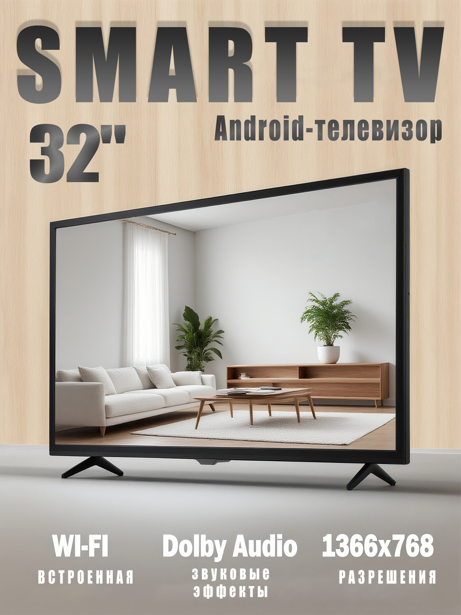 32-дюймовый изогнутый телевизор, WI-FI HD 178°