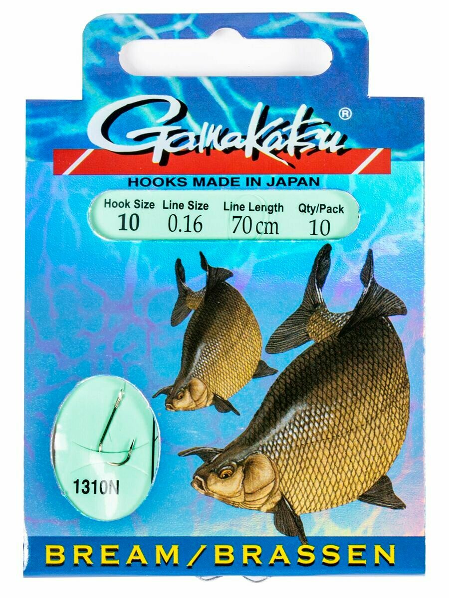 Крючки с поводком Gamakatsu Booklet BREAM 1310N размер 10/0, 18мм 70см (упк.10шт.)