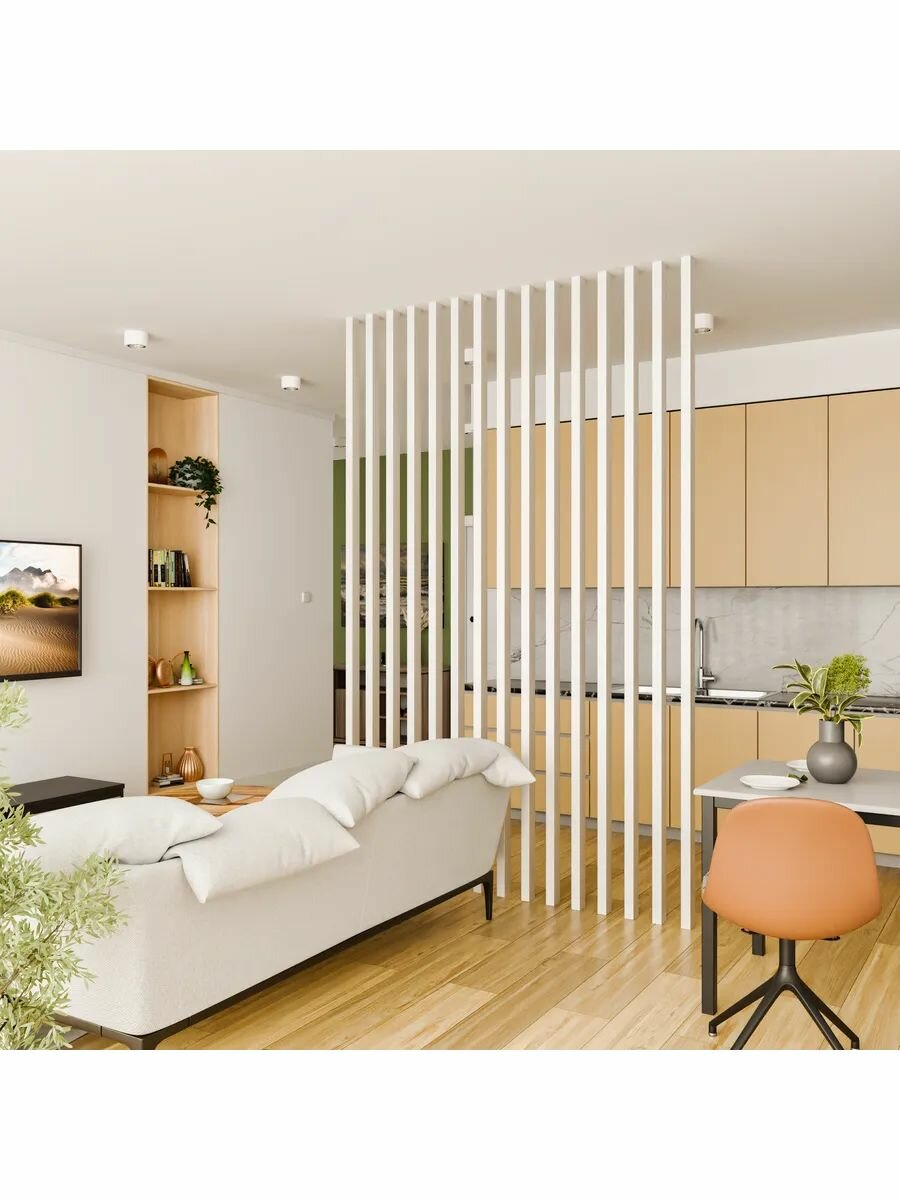 Перегородка из реек отдельностоящие 40х60 мм, ширина 1690 мм, белые