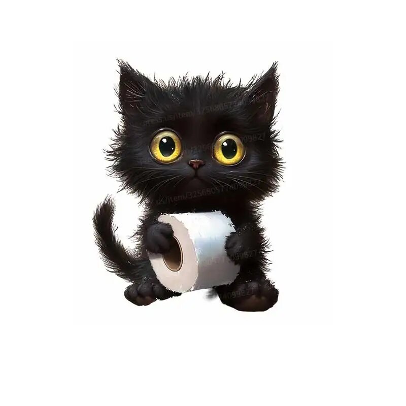 Наклейка для туалета милый черный кот PVC 25cm(9.84 inch), S633-C
