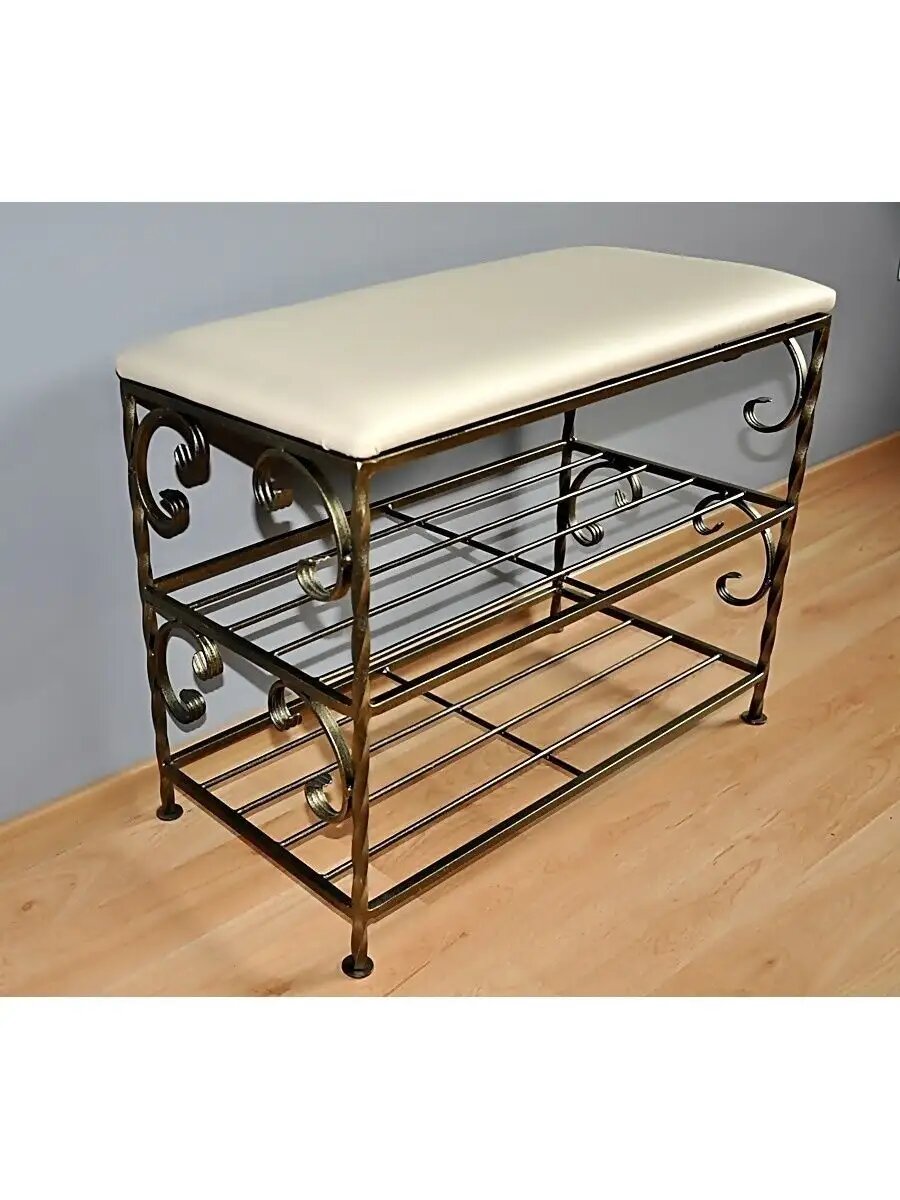 Кованая банкетка №03, Студия кованой мебели Нива, цвет античная бронза