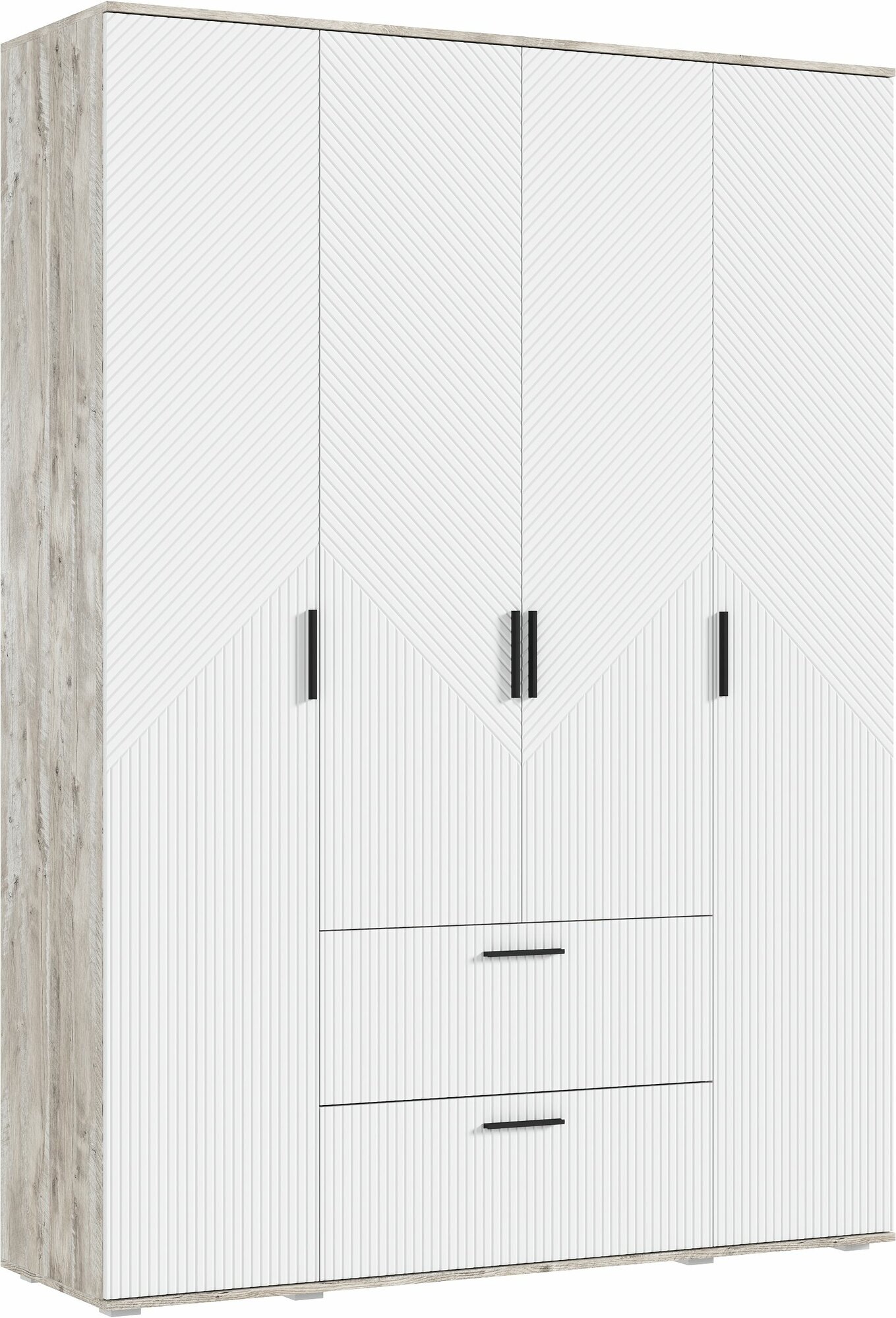 Шкаф Сильвия 4-ств. 1600х2236х510 (Браш Вайт, Дуб Юкон) МИФ