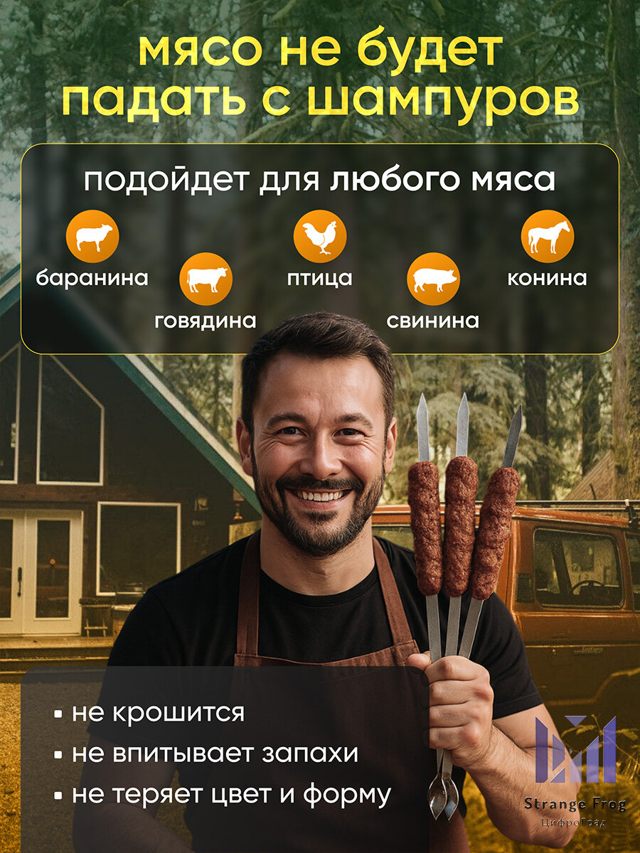 Пресс-форма для люля-кебаб и колбасок, устройство для формирования кебаба на шампуре — фото 1