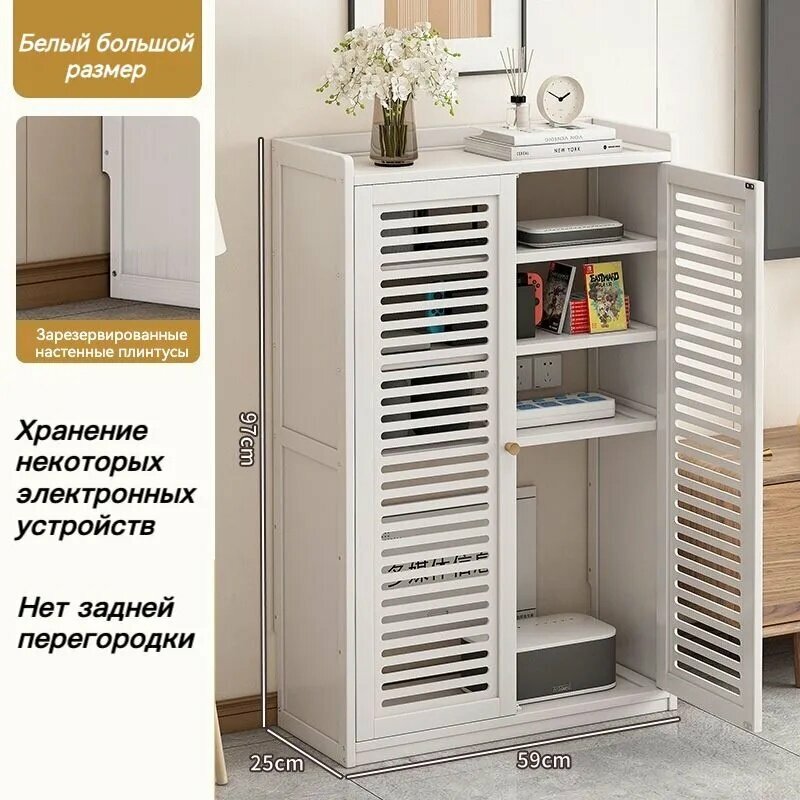 Тумба изготовлена из высококачественных материалов: корпус из бамбука и фасад из МДФ, 59х25х97 см