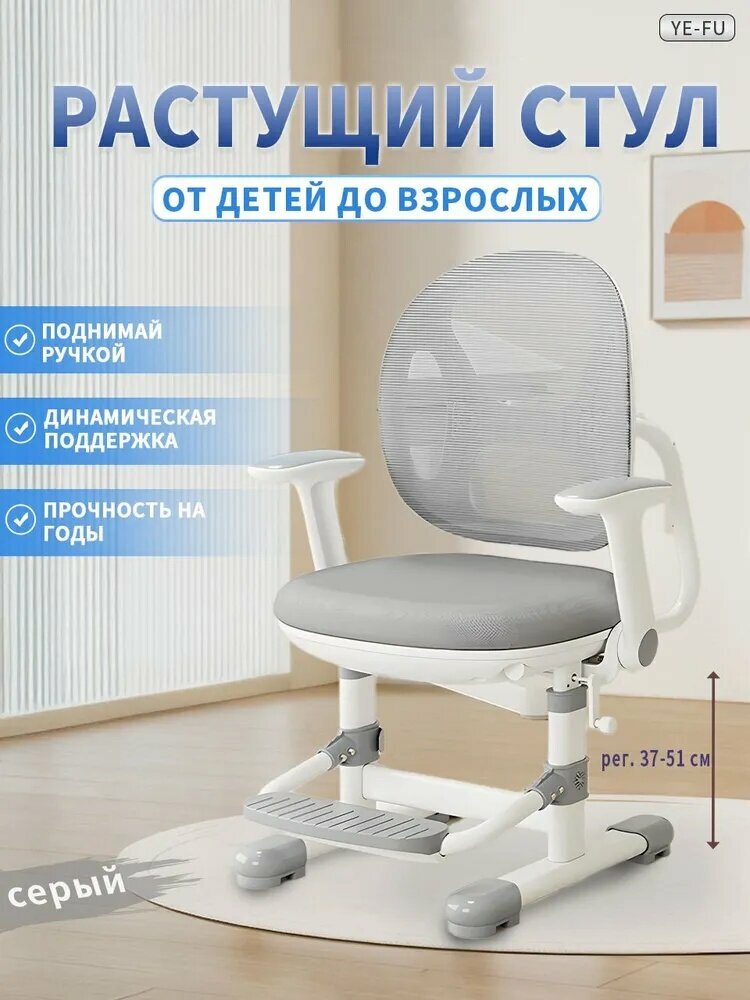 Детский стул, 54x44x50 см, регулируемый (если да), для дома и школы, детская мебель