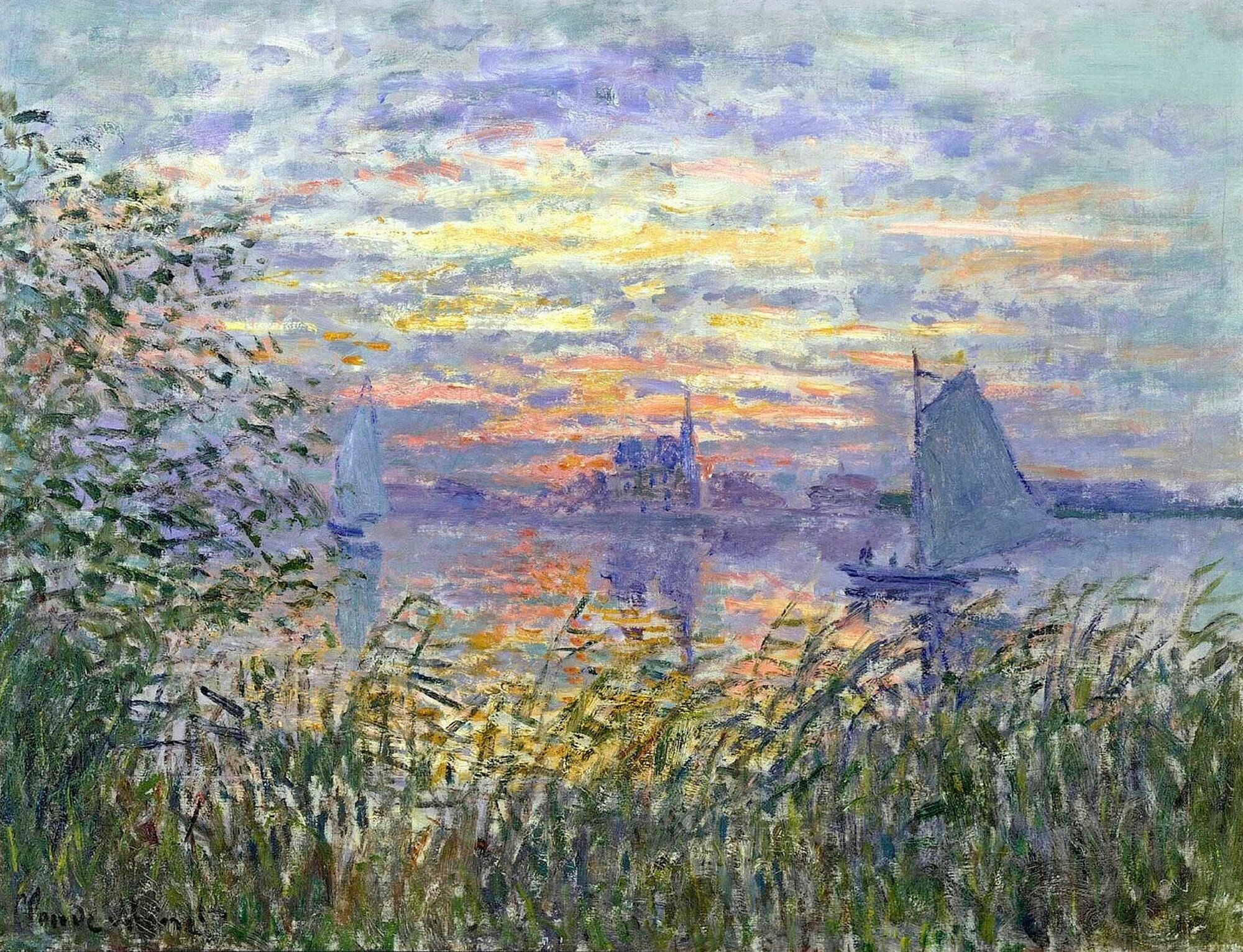 Картина Клода Моне Закат на Сиене 80х61 см