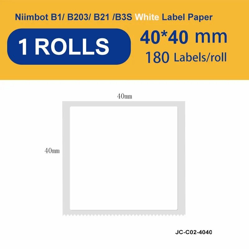Niimbot B21 B3S термопринтер этикеток бумага клейкая наклейка печатная бумага водонепроницаемая наружная кабельная этикетка Jewllery этикетки Papel, 40x40mm white