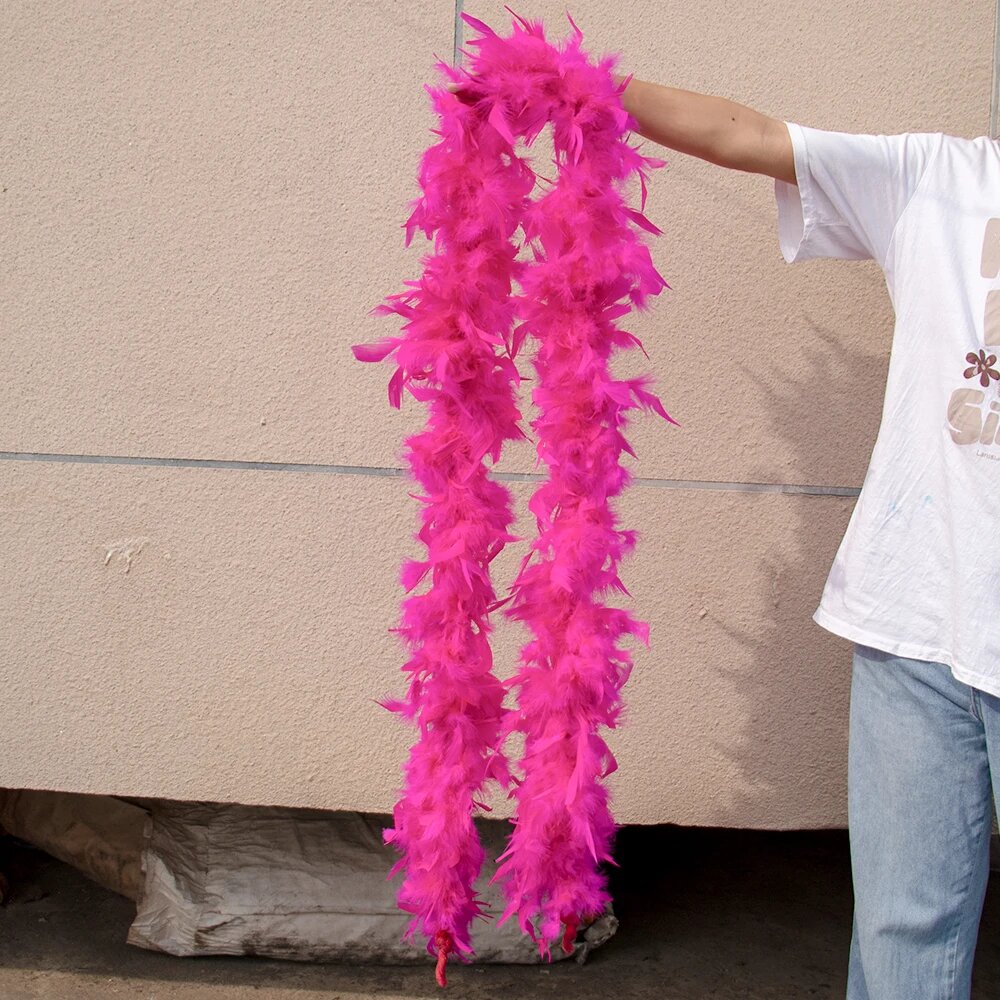 Пушистая шаль из перьев индюка, 2 ярда, многоцветная Розовый, 38-40 Gram, Rose Red