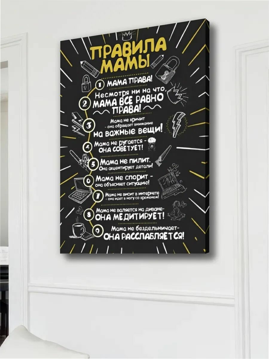 Картина Правила мамы модульная 30х40см 1шт.