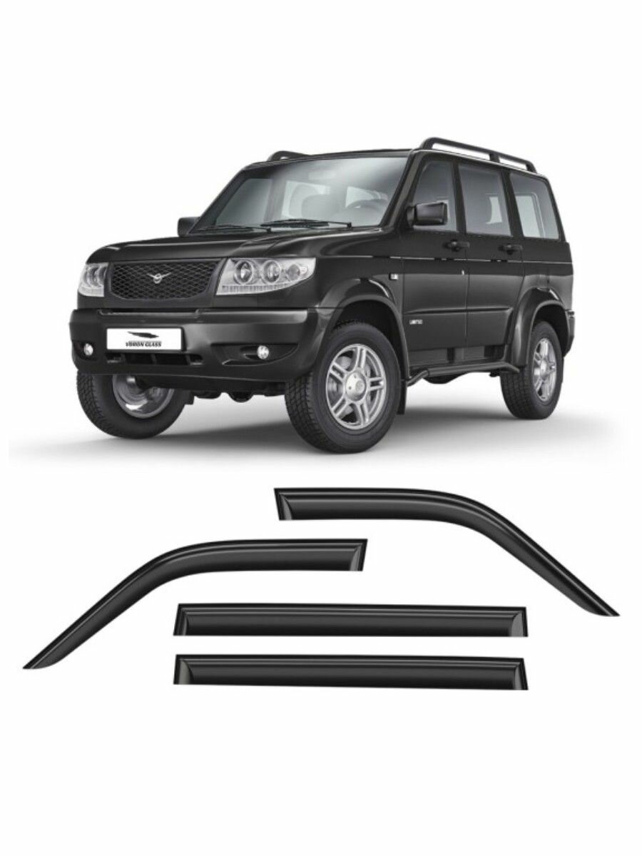 Дефлекторы неломающиеся 4 шт. для а/м UAZ Patriot кроссовер, Voron Glass DEF00314