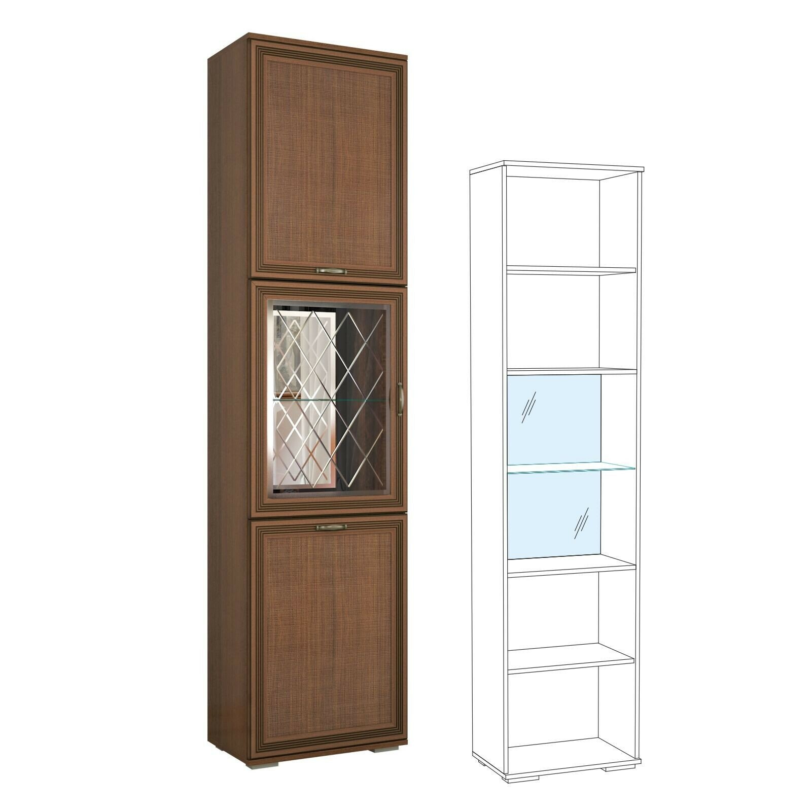 ARNIKA Пенал с витриной Ливорно ЛШ-5, орех