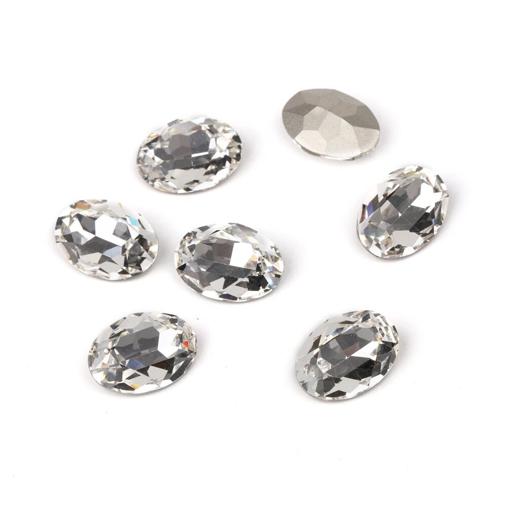 10 шт. Серебряные овальные стразы Crystal Piontback