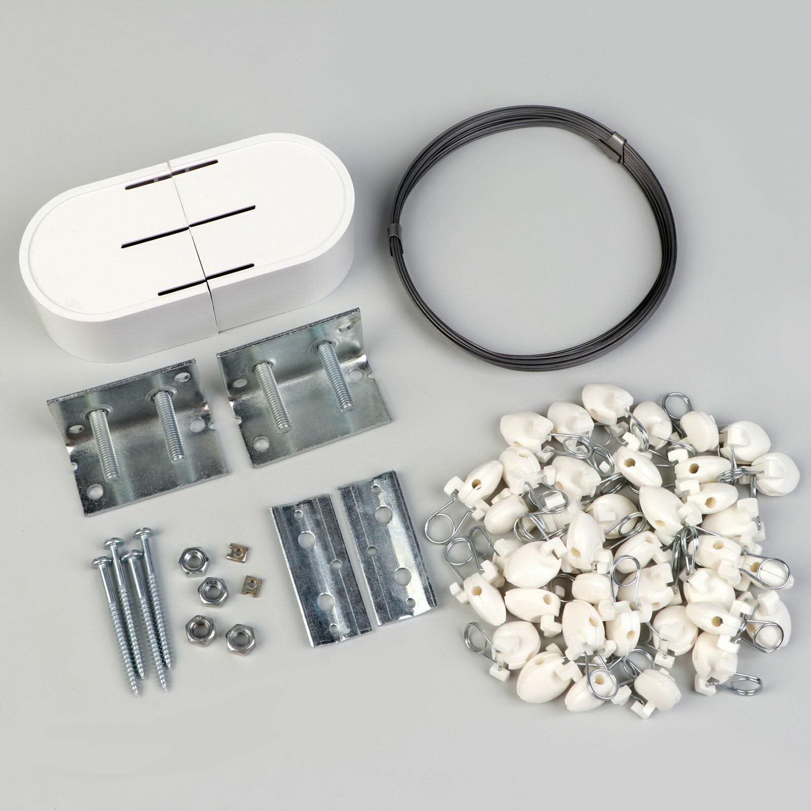 Карниз-струна 7 м, с пластмассовыми зажимами, 40 шт, белый, цвет: белый