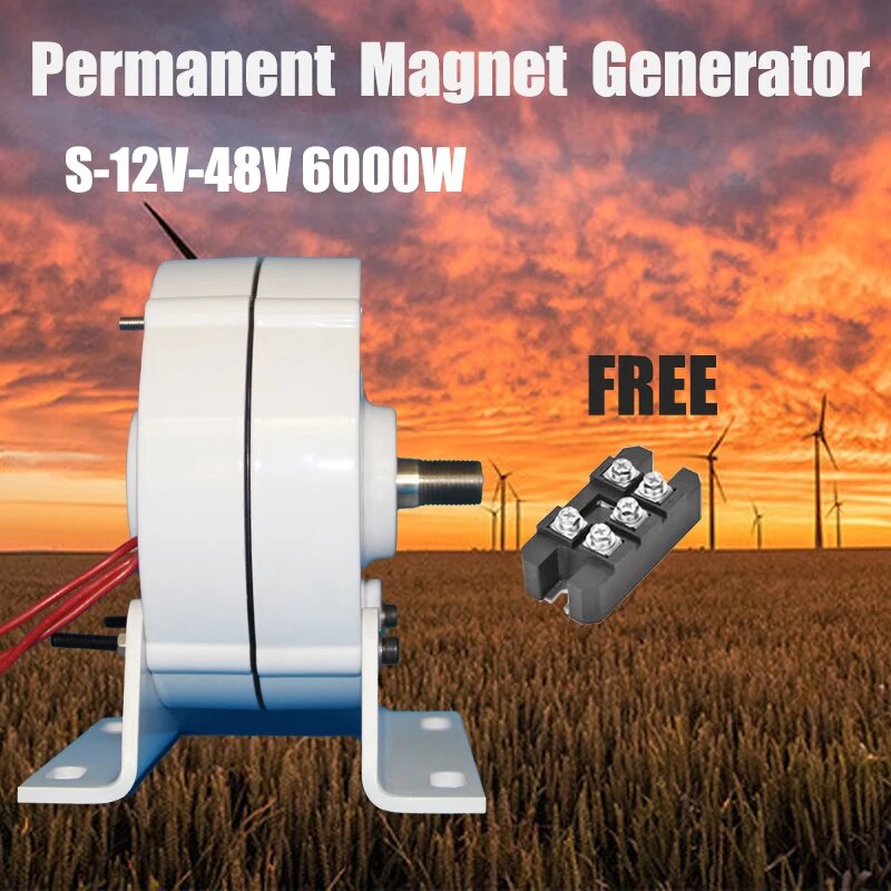 Генератор переменного тока 5 кВт 6 кВт Двойной вал, without base, 48 В, 10000W