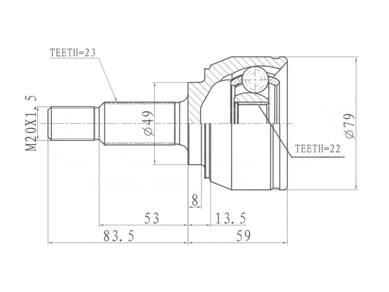 UNIO CVJ-20178 (8200499304) шрус внешний Lada (Лада) largus 12- (мкпп)