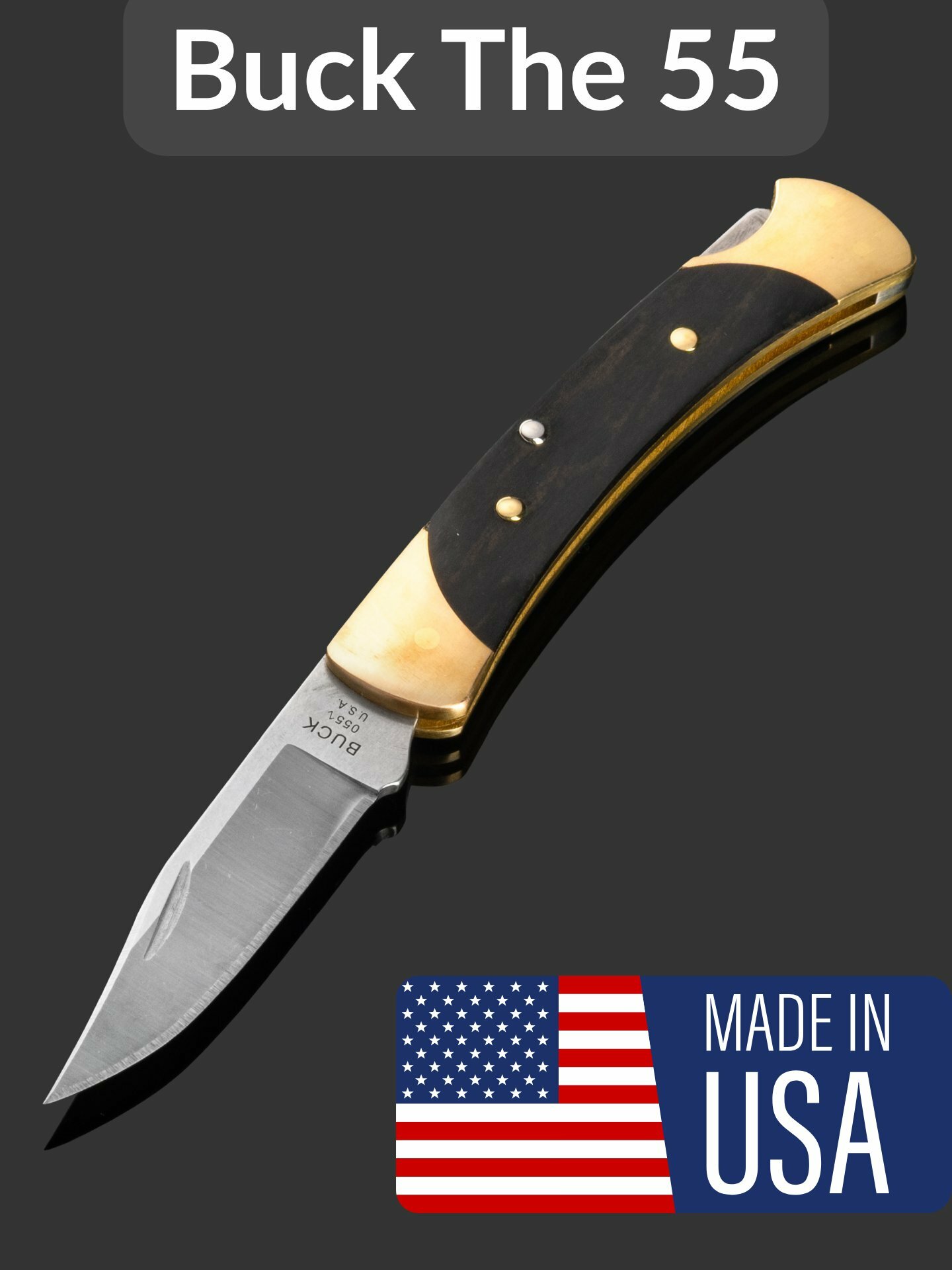 Складной нож Buck мини The 55 Lockback Hunter 0055BRS-B, сталь 420HC, рукоять дерево/орех