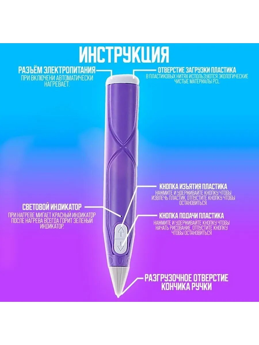 Креативная 3D-ручка с светящимся материалом