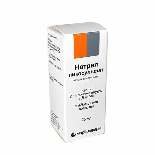 Натрия пикосульфат капли для приема внутрь 7,5мг/мл 25мл