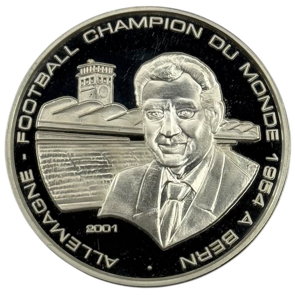Того 1000 франков 2001 г. (V чемпионат мира по футболу, Швейцария 1954) (Proof)