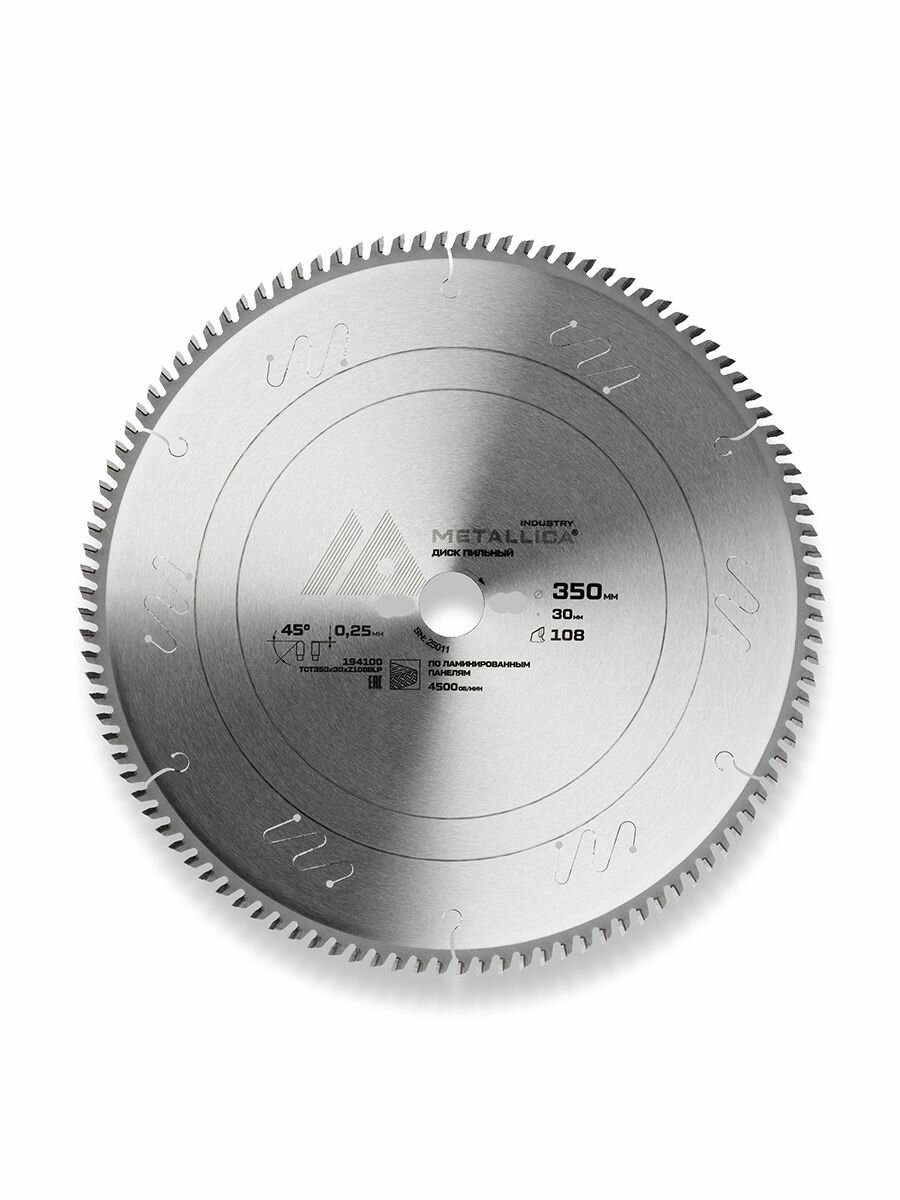 Диск основной для форм-раскр. станков METALLICA Industry 350х30мм 108 зуб T 3,5 мм, по лам. панелям