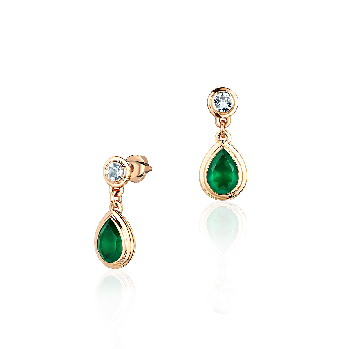 Серьги, красное золото, 585 проба, топаз, агат