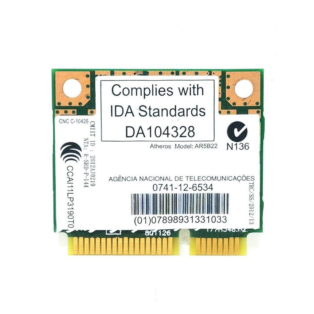 Адаптер Wi-Fi 300 Мбит/с Small PCIE 2.4+5 ГГц с BT4.0 для ноутбуков