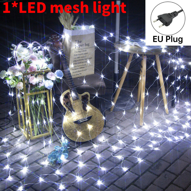 Световая гирлянда светодиодная сетка 2000 ламп водаустойчивая для сада террасы праздников украшения белая евро