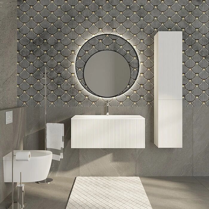 TW Shape подвесной пенал 170х32х35см, 2 двери петли справа-DX 3 стеклянные полочки 1 несъемная цвет: белый матовый RAL9003 SHAP170 Bi.mat DX