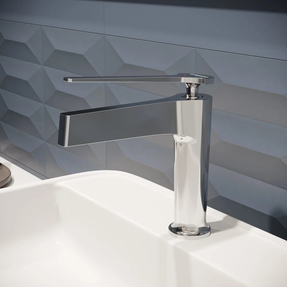 Смеситель для раковины в ванную STWORKI Аулум с донным клапаном, хром глянцевый, латунь, рычажный, кран для ванной в раковину с керамическим картриджем, финский