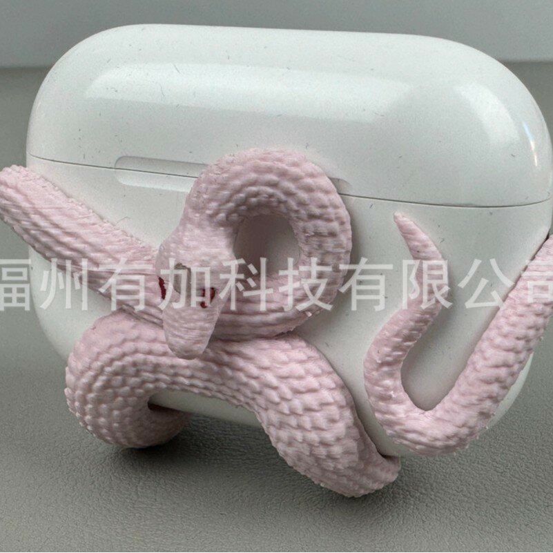 Чехол-змея розовый для AirPods pro 1/2, стильный аксессуар, идеальный подарок для ценителей уникальных дизайнов.