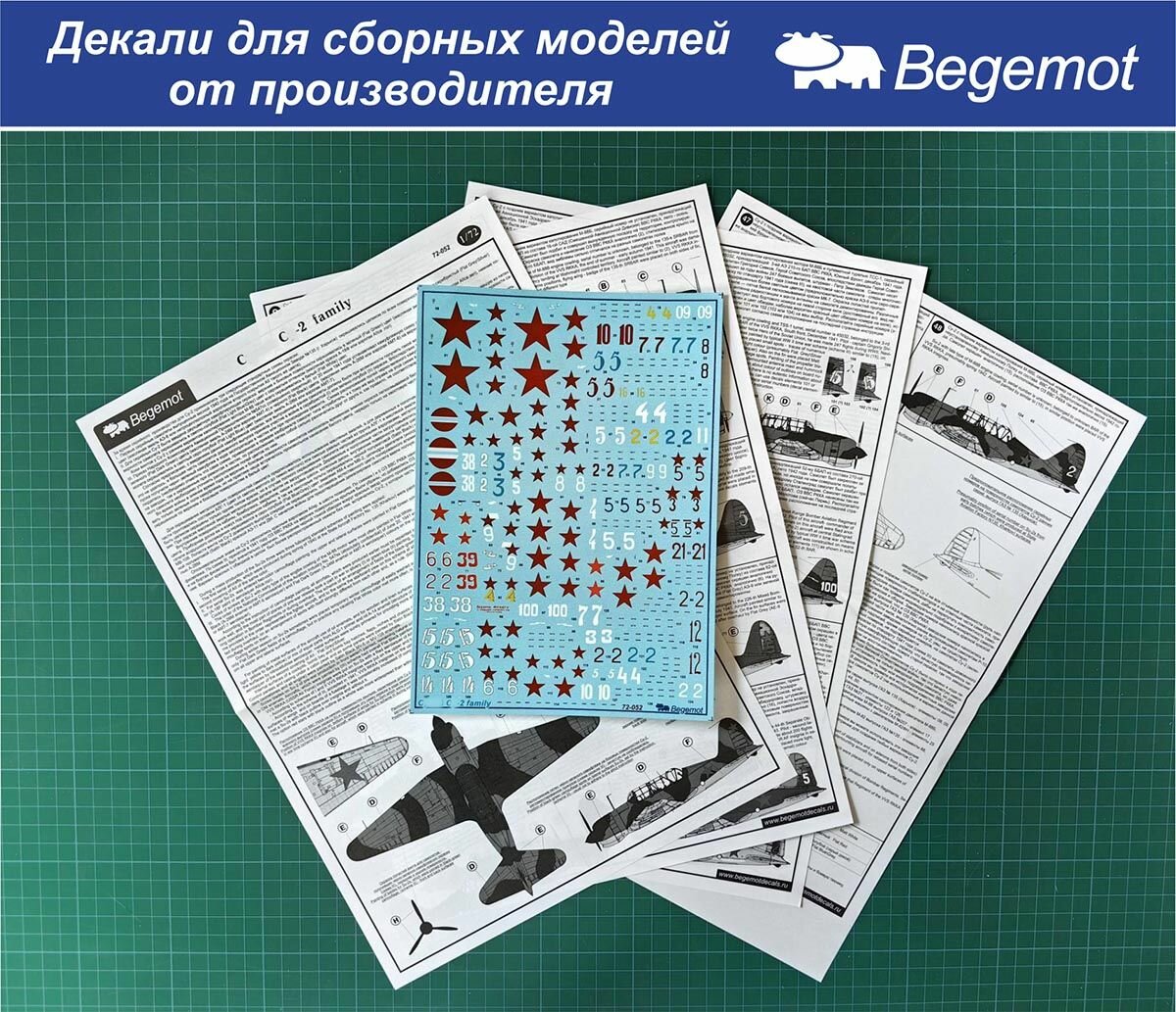 72-052 Деколь (Декаль) для сборной модели "Сухой Су-2" 1/72 (BEGEMOT)