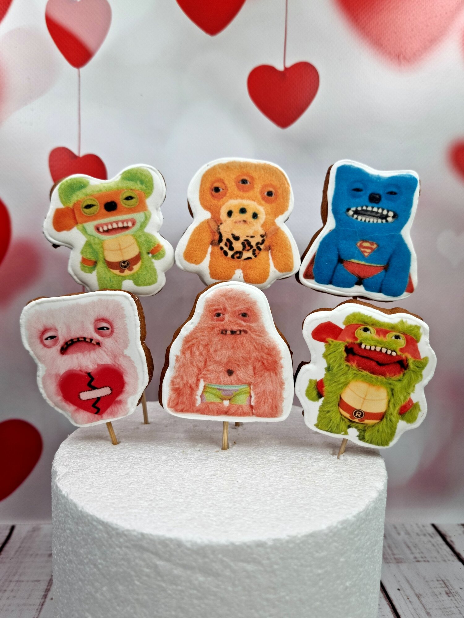 Набор имбирных пряников (топперов) на торт Фуглеры 6шт. Украшение для торта девочке, мальчику