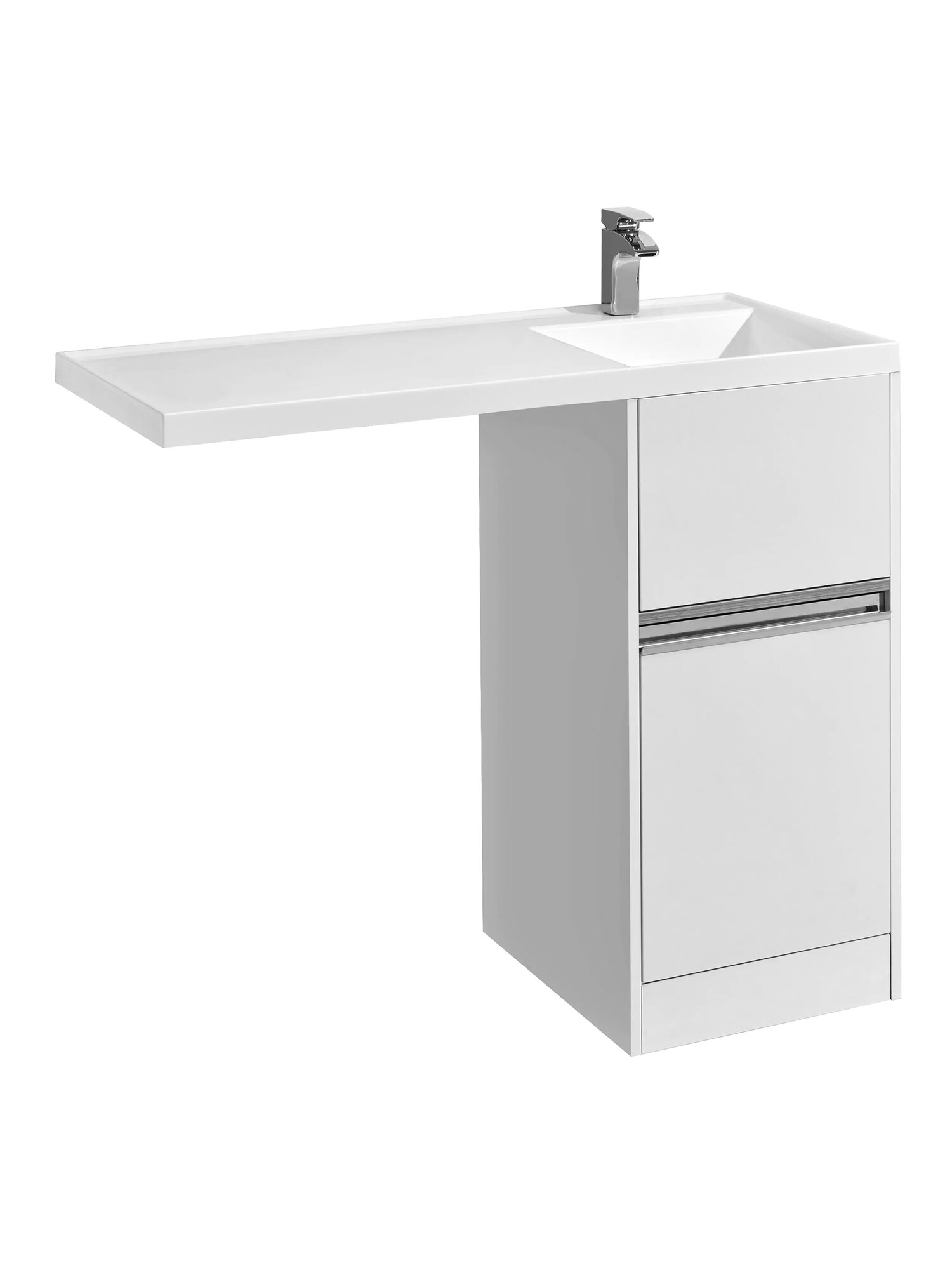 Тумба с раковиной AQUATON Лондри 40 правая, для стиральной машины, 2 ящ, цвет: белый 1A2360K0LH010