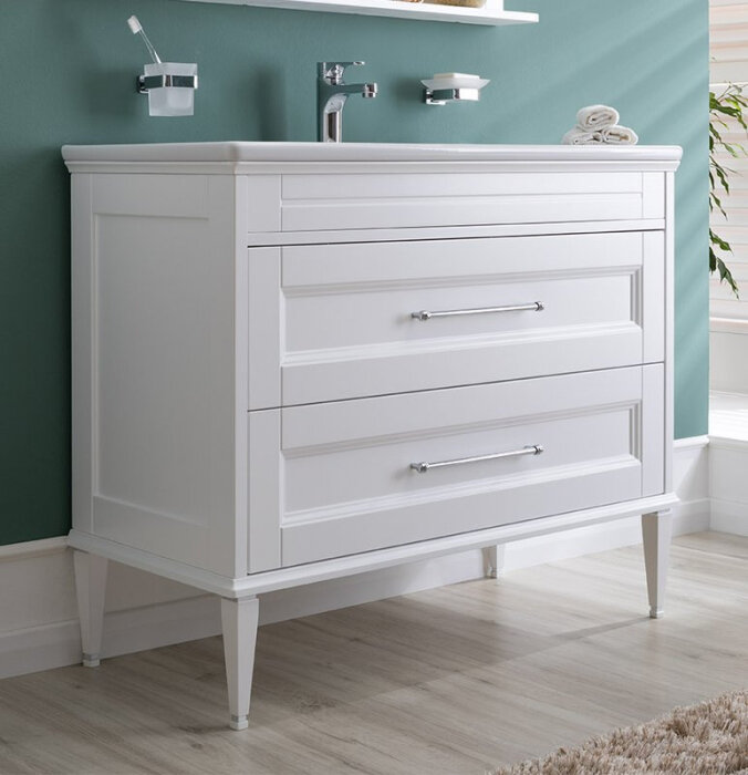 Тумба под раковину без столешницы Aquanet Бостон М 100 ручки хром