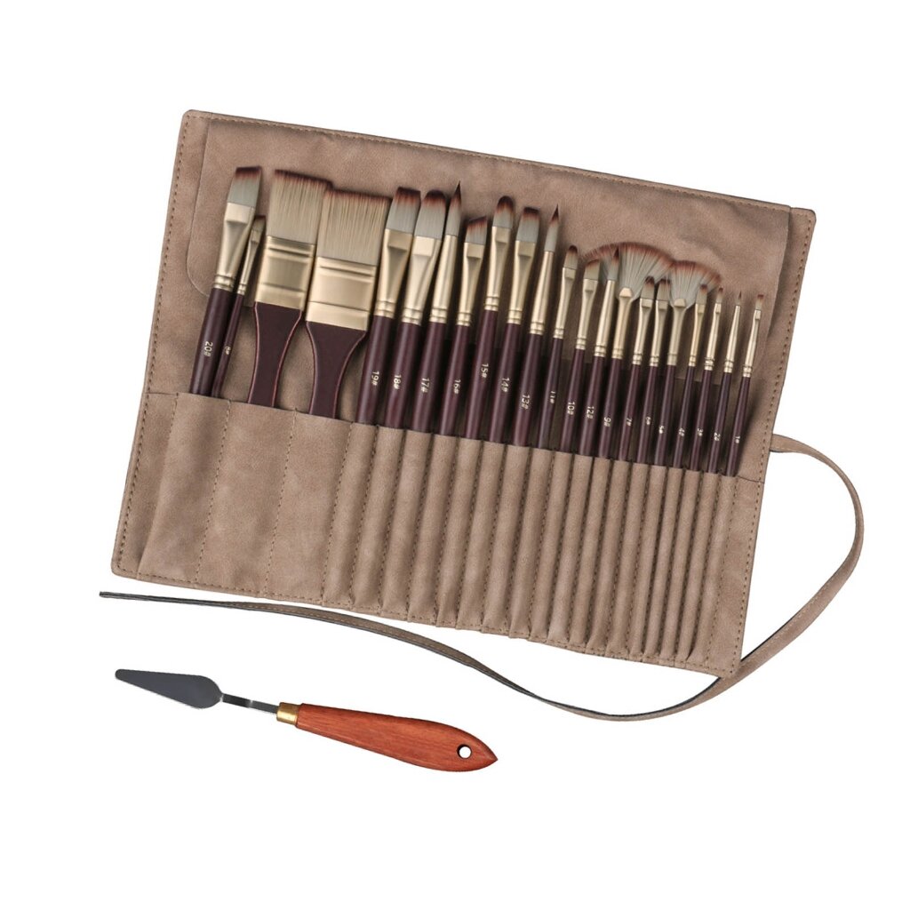 22 шт. кистей с подставкой для акрила и масла